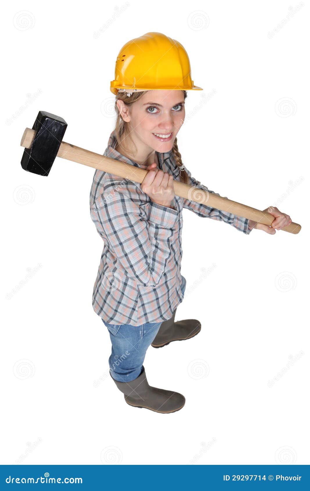 A Female Construction Worker Stock Photo - Image of braid, girl: 29297714