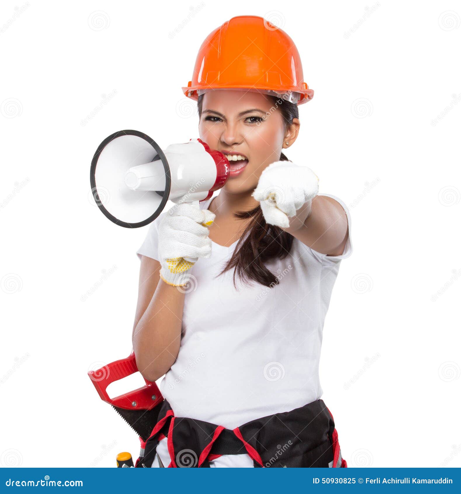 Female Construction Worker in Action Stock Image - Image of asian, boss ...