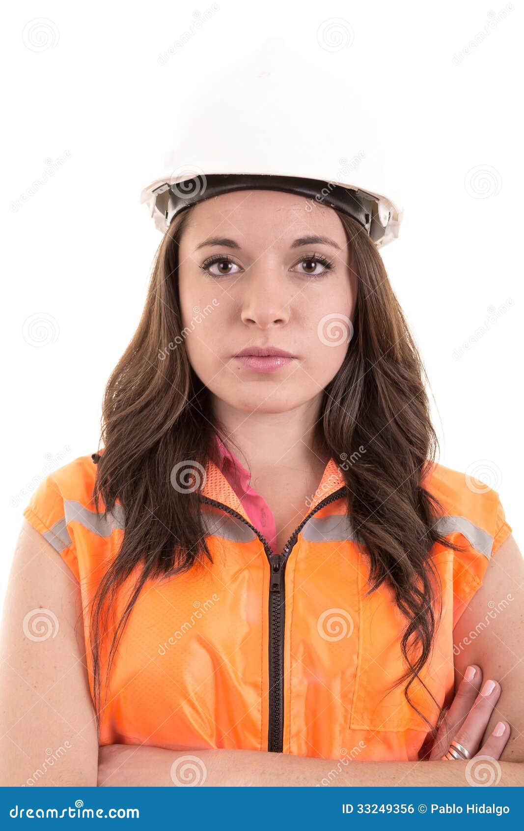 Female Construction Worker or Engineer with Hard Stock Photo - Image of ...
