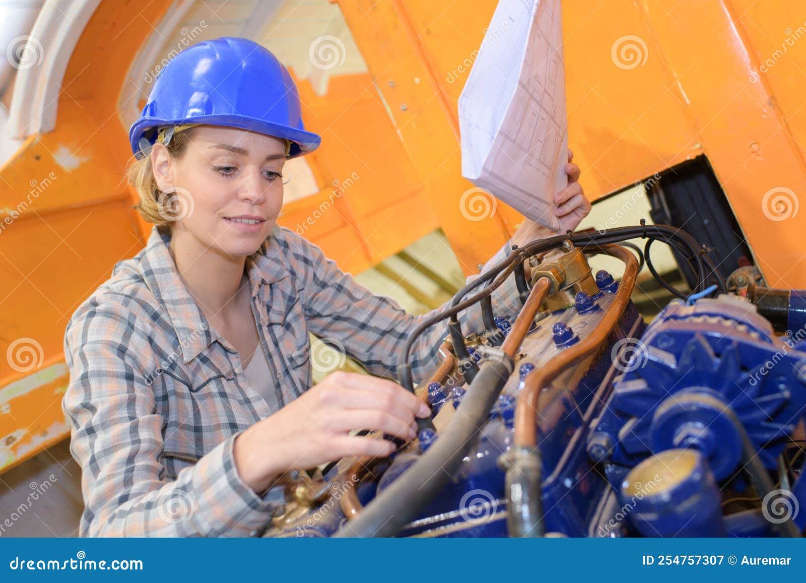 Female Construction Worker with Heavy Equipment Stock Image - Image of ...