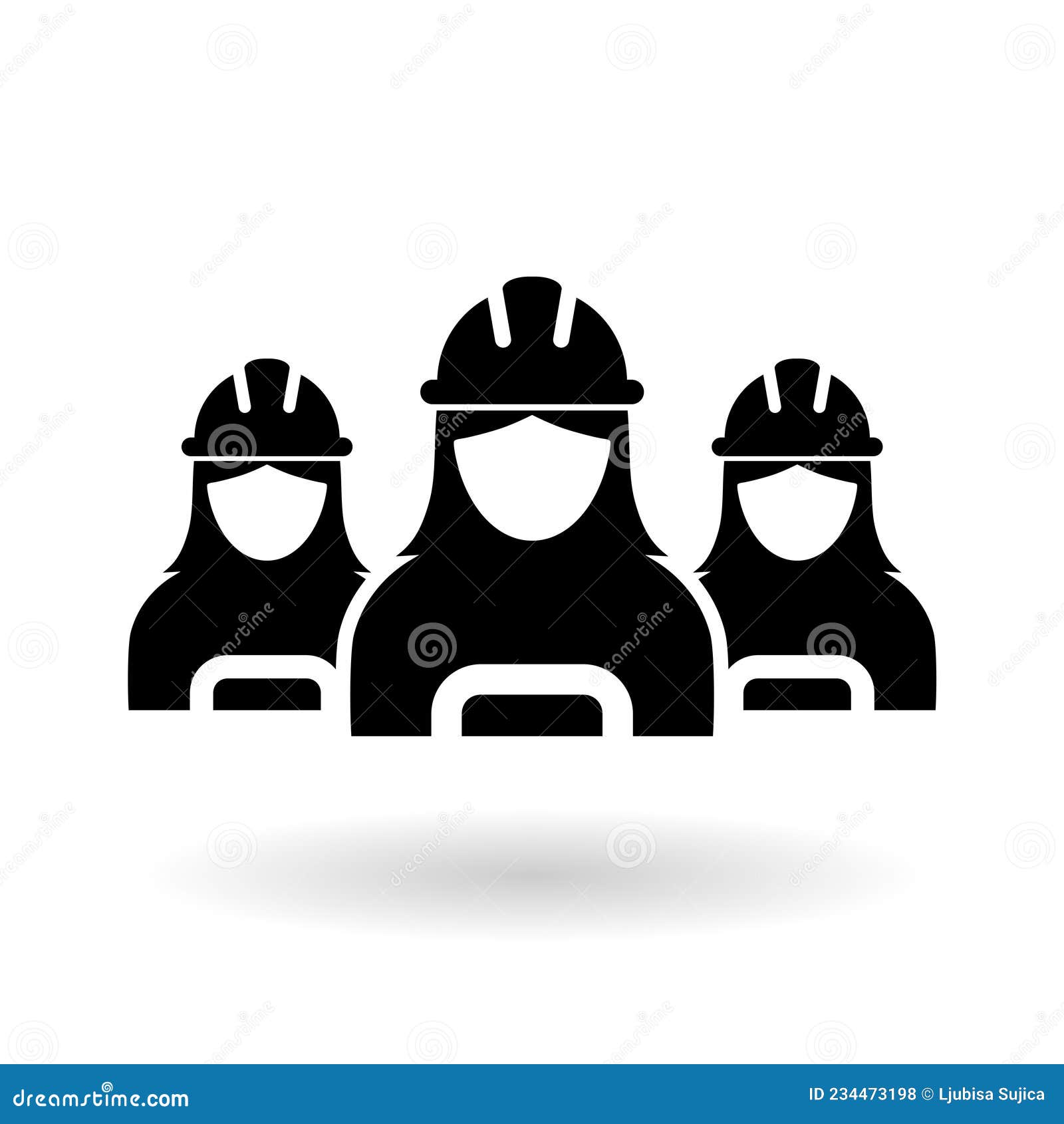 Female Construction Worker Icon with Shadow Stock Vector - Illustration ...