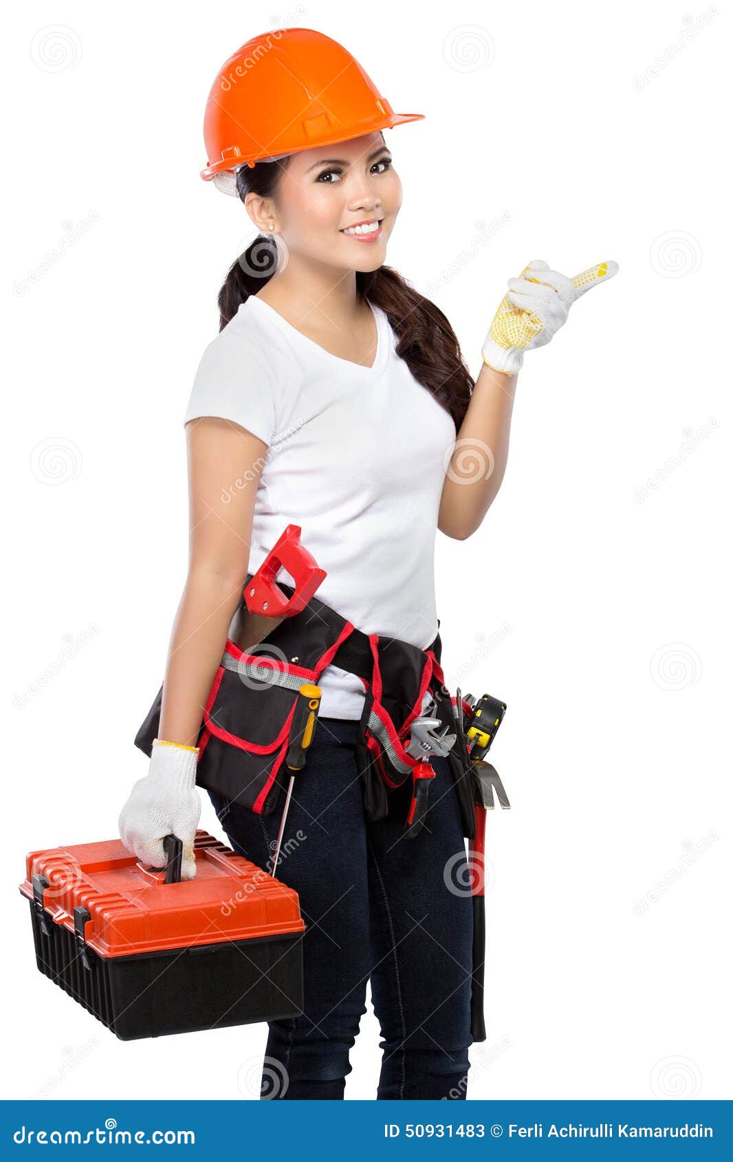 Female Construction Worker Pointing Stock Image - Image of occupation ...