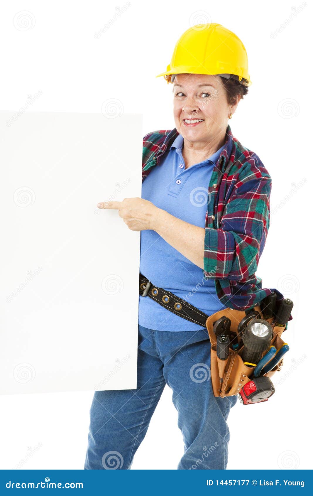 Female Construction Worker - Sign Stock Image - Image of portrait ...