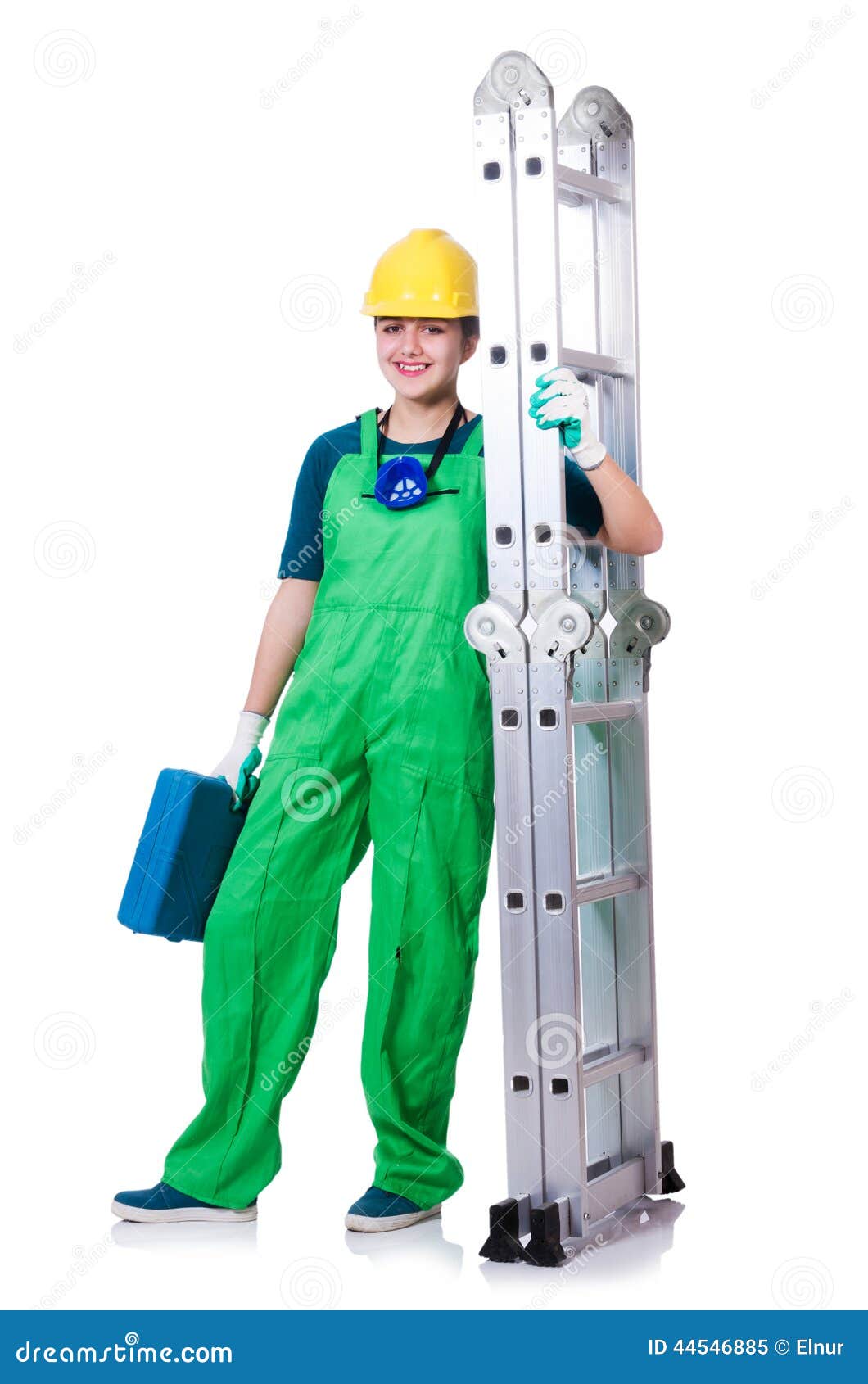 Man With Ladder, Toolkit And Spanner Stock Photo | CartoonDealer.com ...