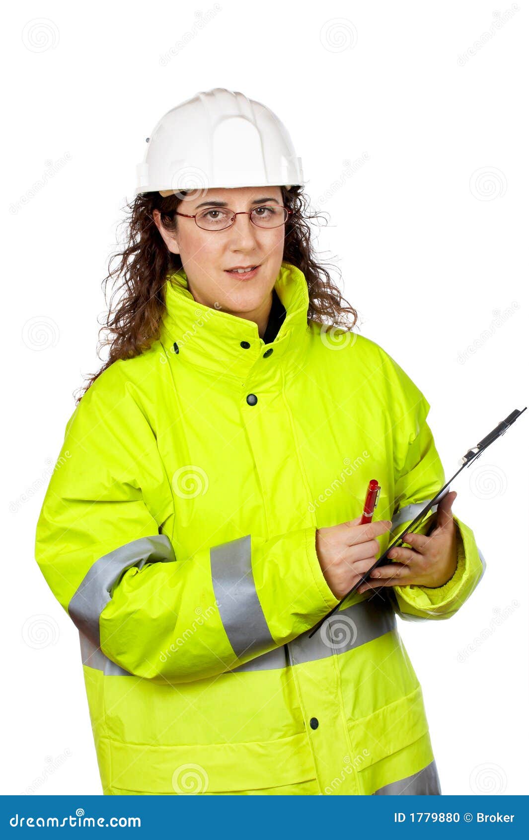 Female Construction Worker Writing Stock Photo - Image of people ...