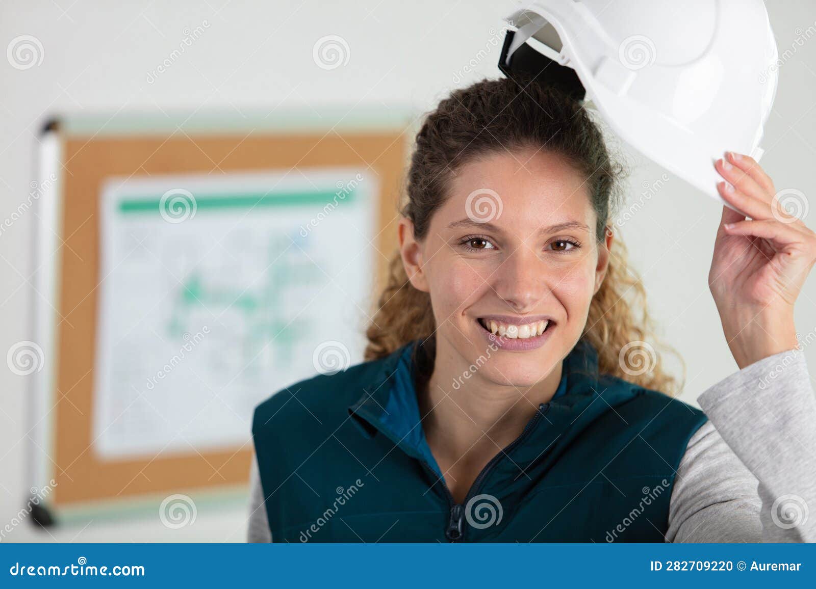 Female Contractor Engineer with Hat at Construction Site Stock Photo ...