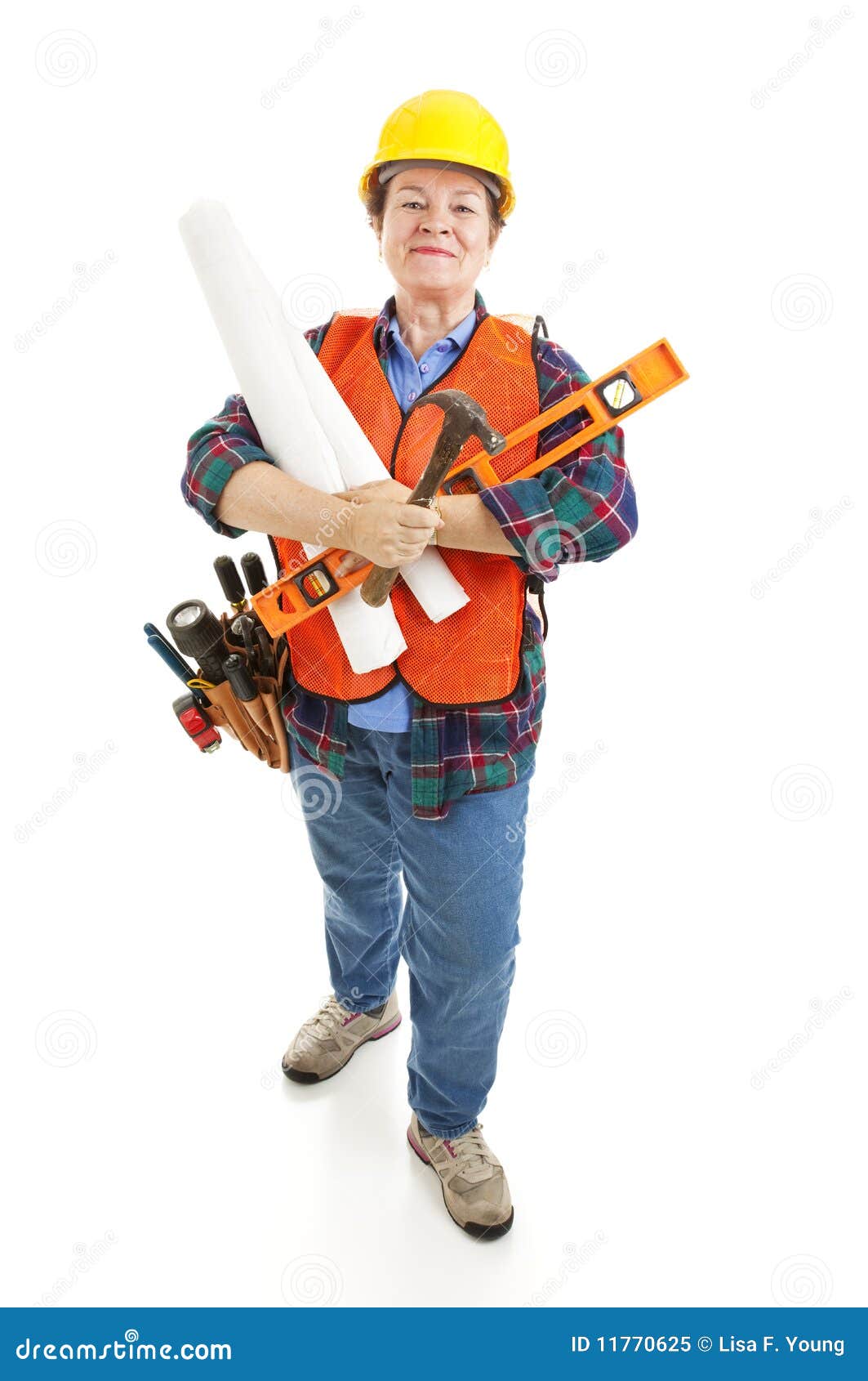 Female Contractor Ready for Work Stock Image - Image of background ...