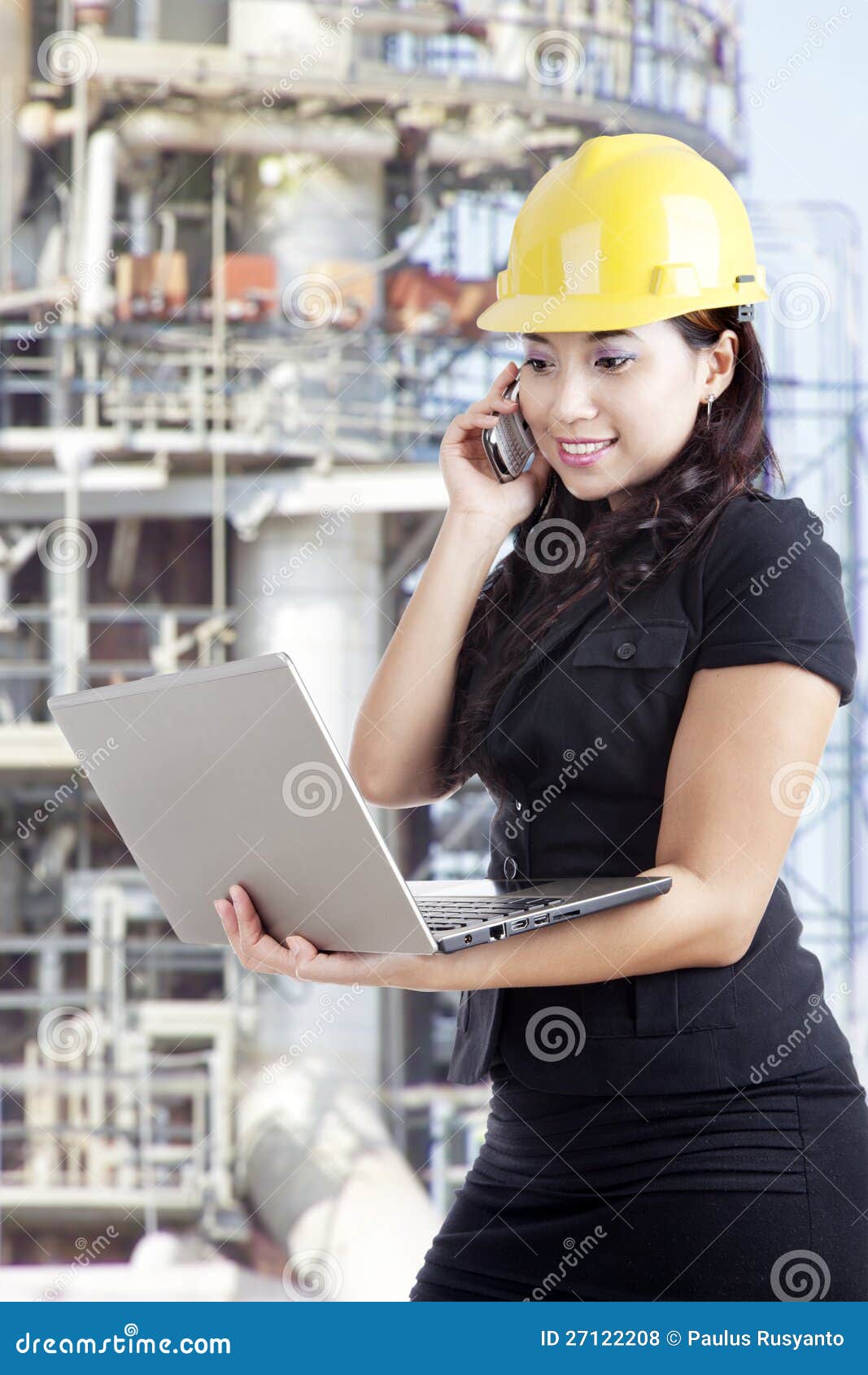 Female Contractor Working at Industrial Site Stock Photo - Image of ...