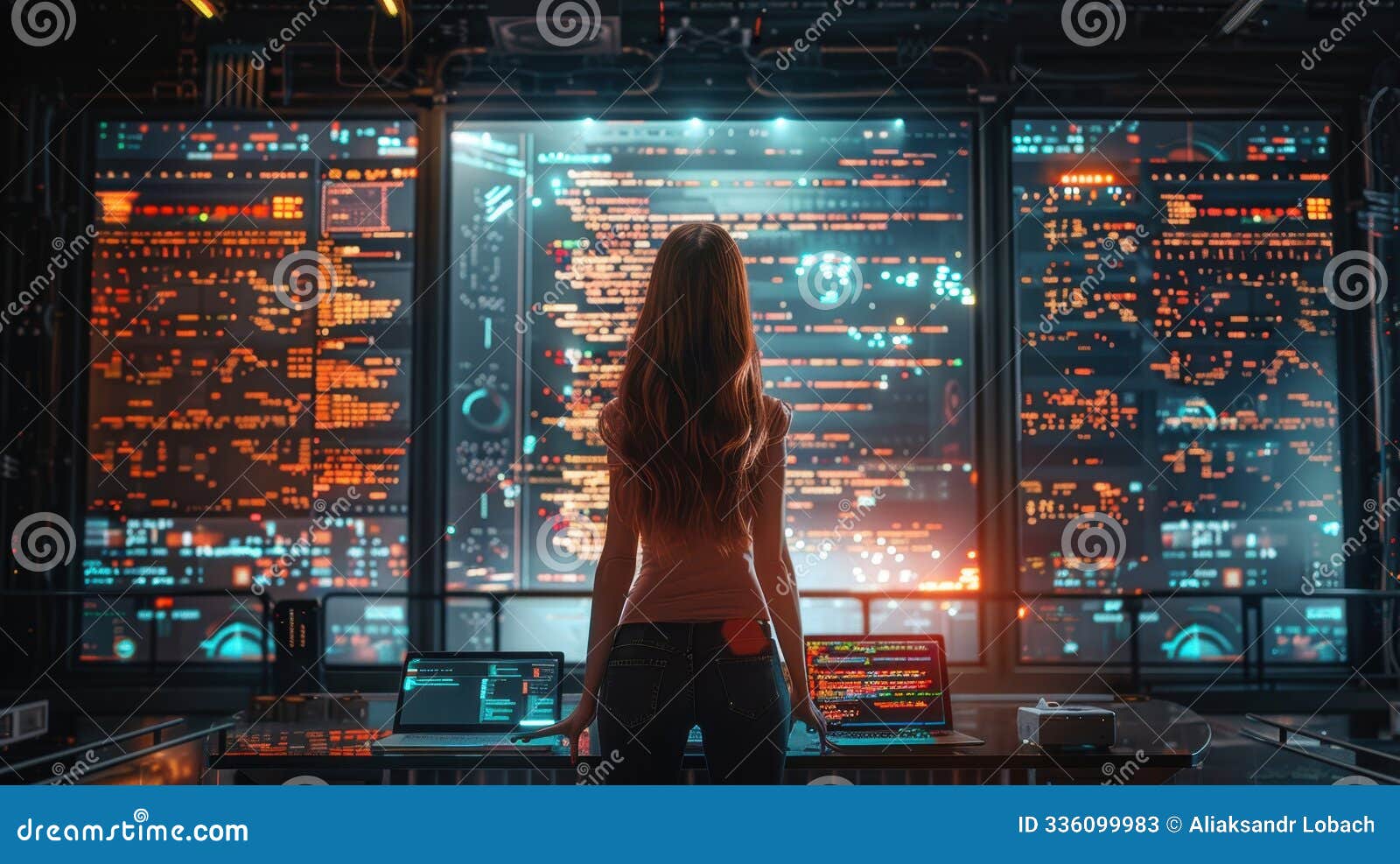A Female Control Engineer Oversees the Operation of the System. the ...