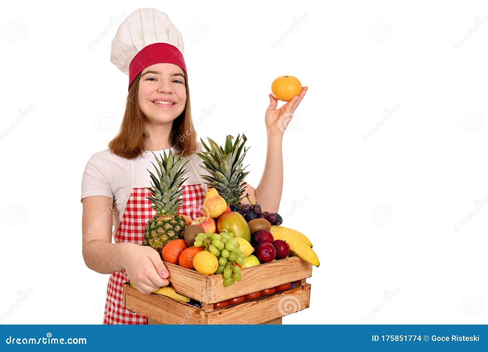 Female Cook with Different Fruit Stock Photo - Image of pineapple ...