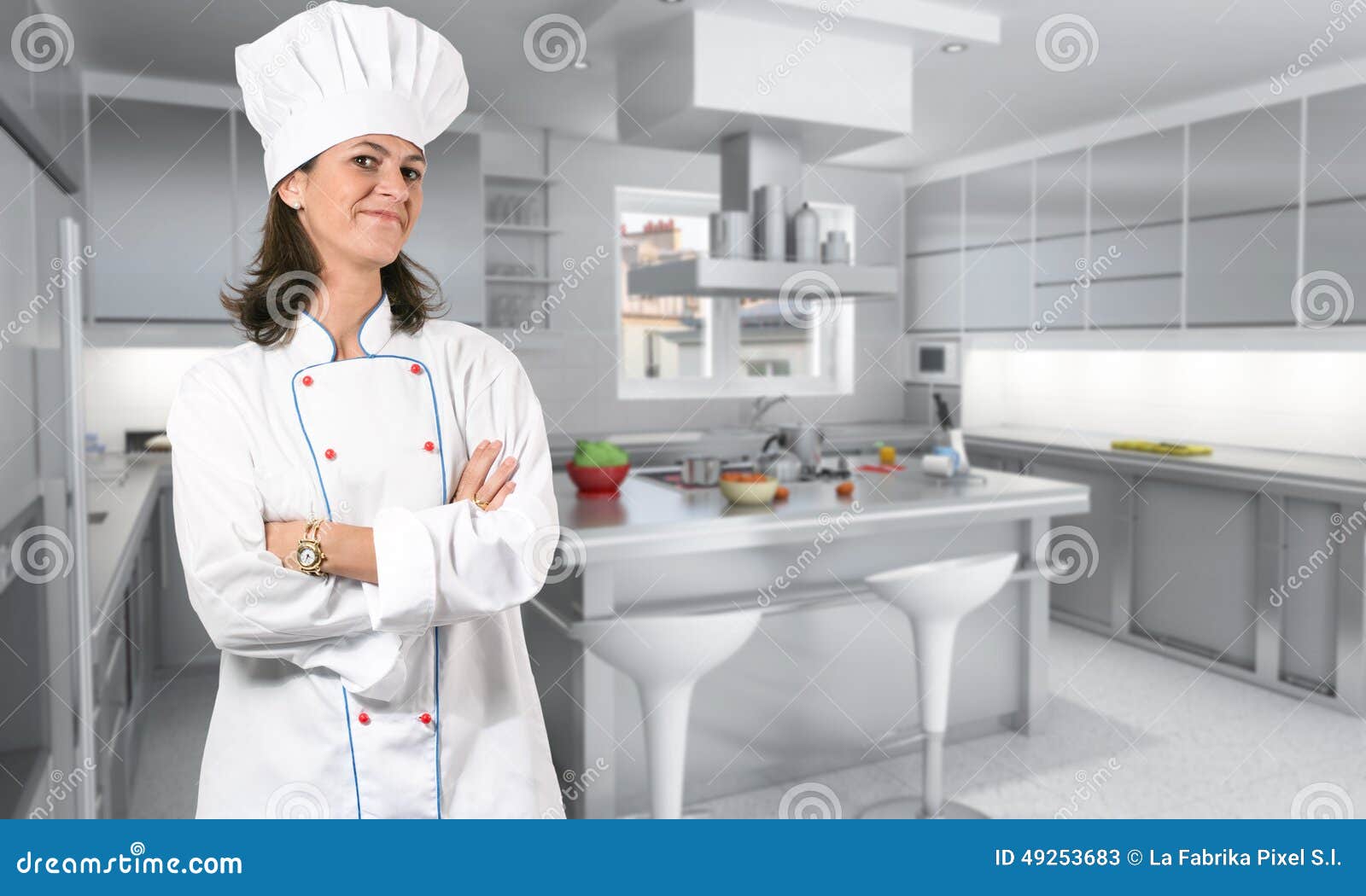 Female cook in kitchen stock image. Image of cuisine - 49253683