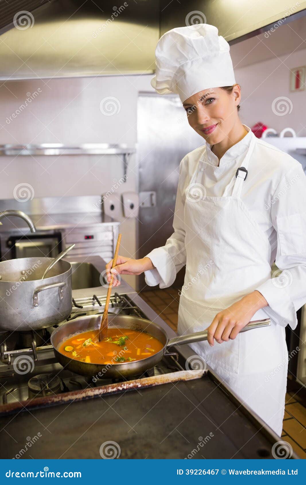 Female Cook Preparing Food in Kitchen Stock Image - Image of female ...