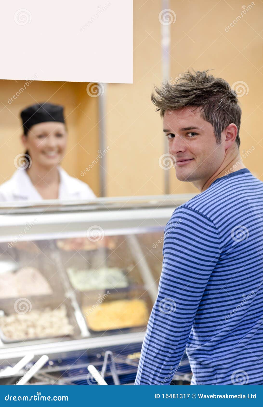 Female Cook and Student at the Cafeteria Stock Image - Image of ...
