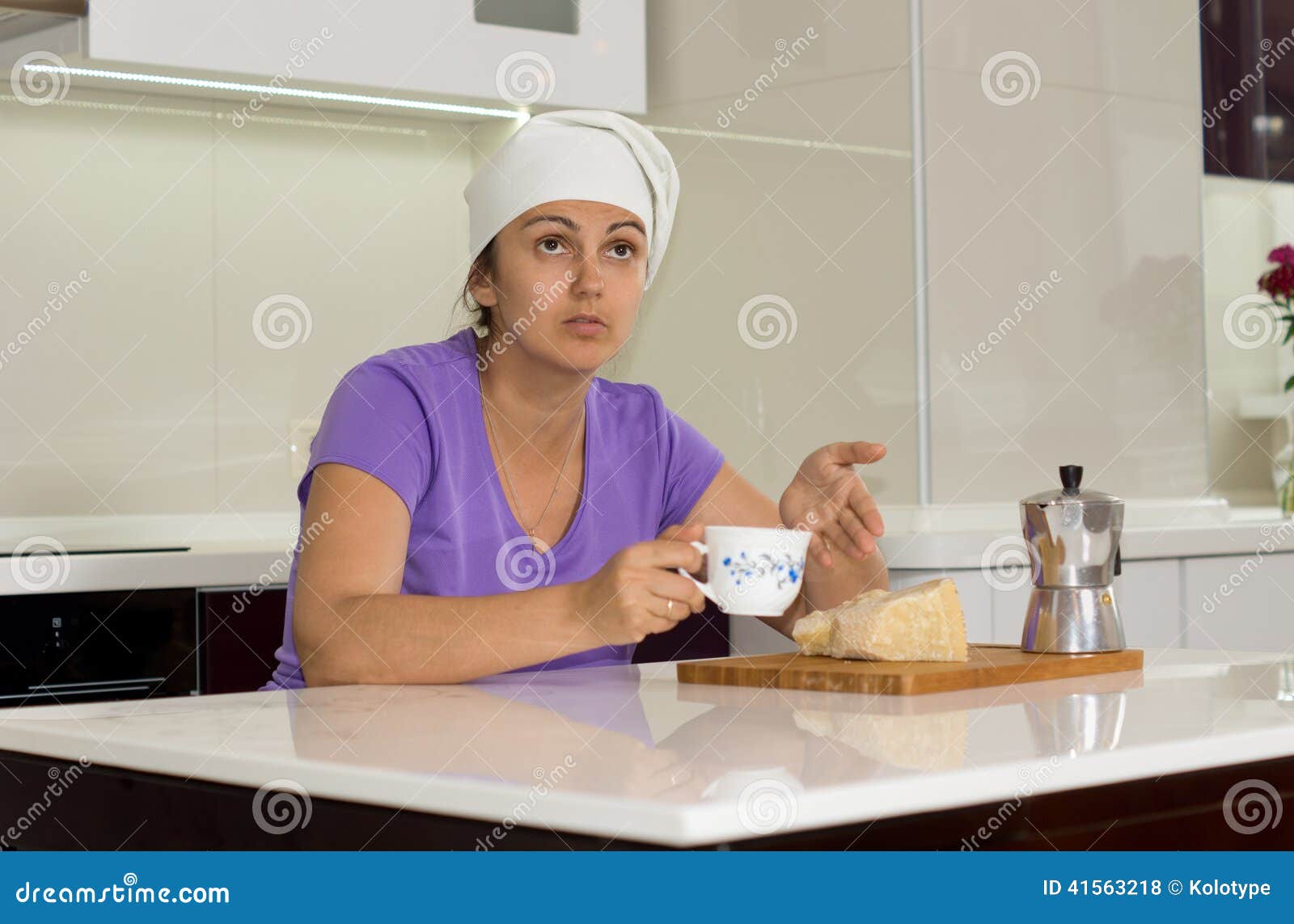 Female Cook Taking a Break from Cooking Stock Photo - Image of ...