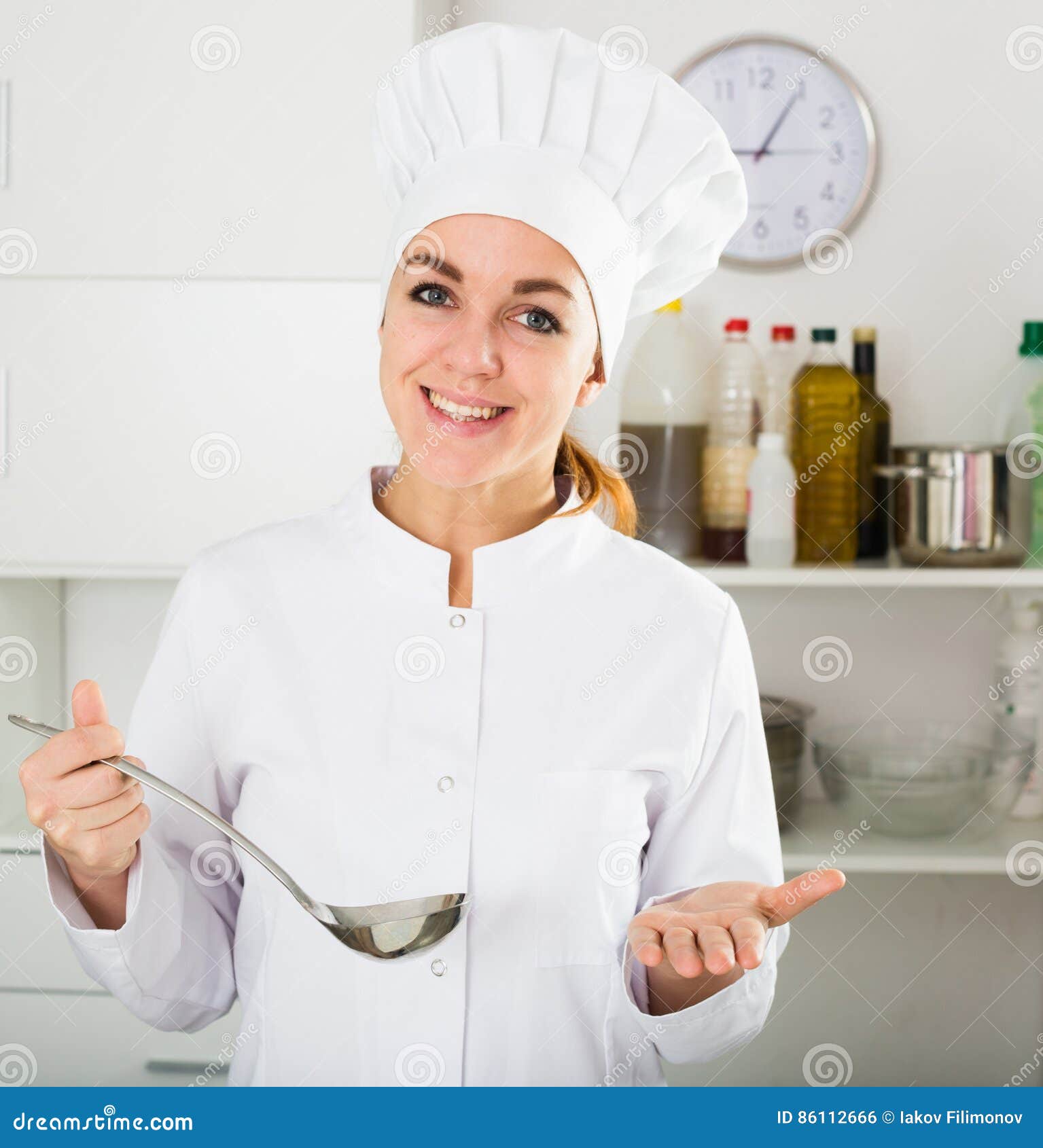 Female cook tasting food stock photo. Image of cook, cafe - 86112666