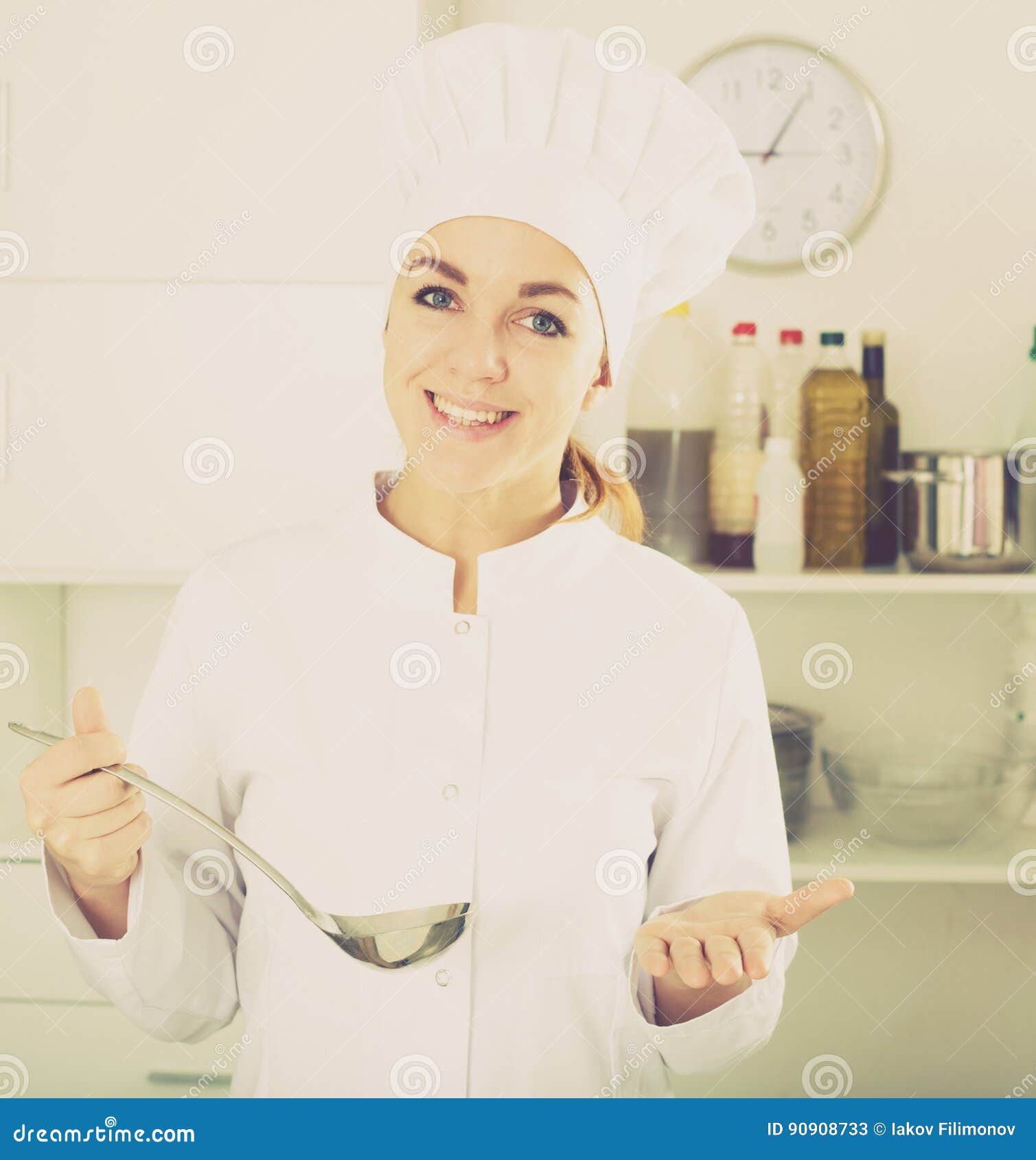 Female cook tasting food stock image. Image of person - 90908733