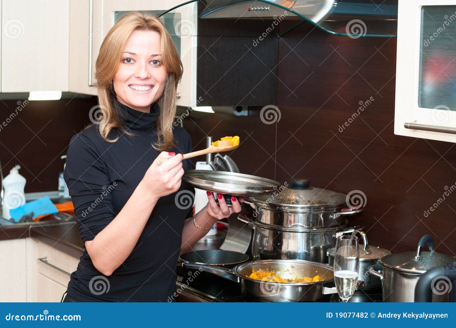 Female Cooking in the Kitchen Stock Photo - Image of cleaning, blonde ...