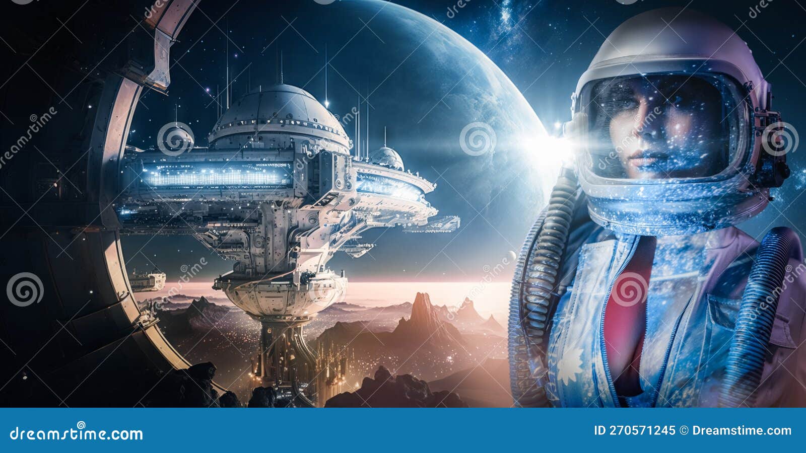 Female Cosmonaut Dressed in Spacesuit Against Space Base Stock Image ... Female Cosmonaut Dressed in Spacesuit Against Space Base Stock Image ...
