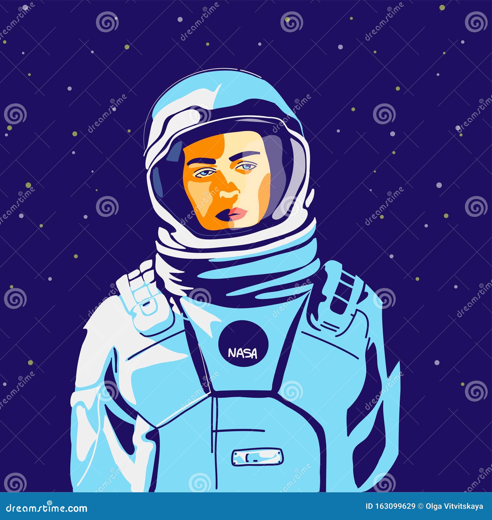 Female Cosmonaut in Spacesuit Flat Vector Illustration. Stock Vector ... Female Cosmonaut in Spacesuit Flat Vector Illustration. Stock Vector ...