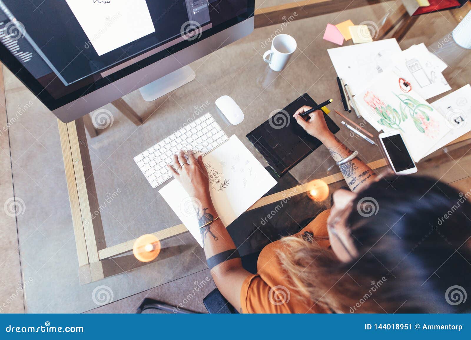 Female Creative Artist at Work Stock Image - Image of artist, stylus ...