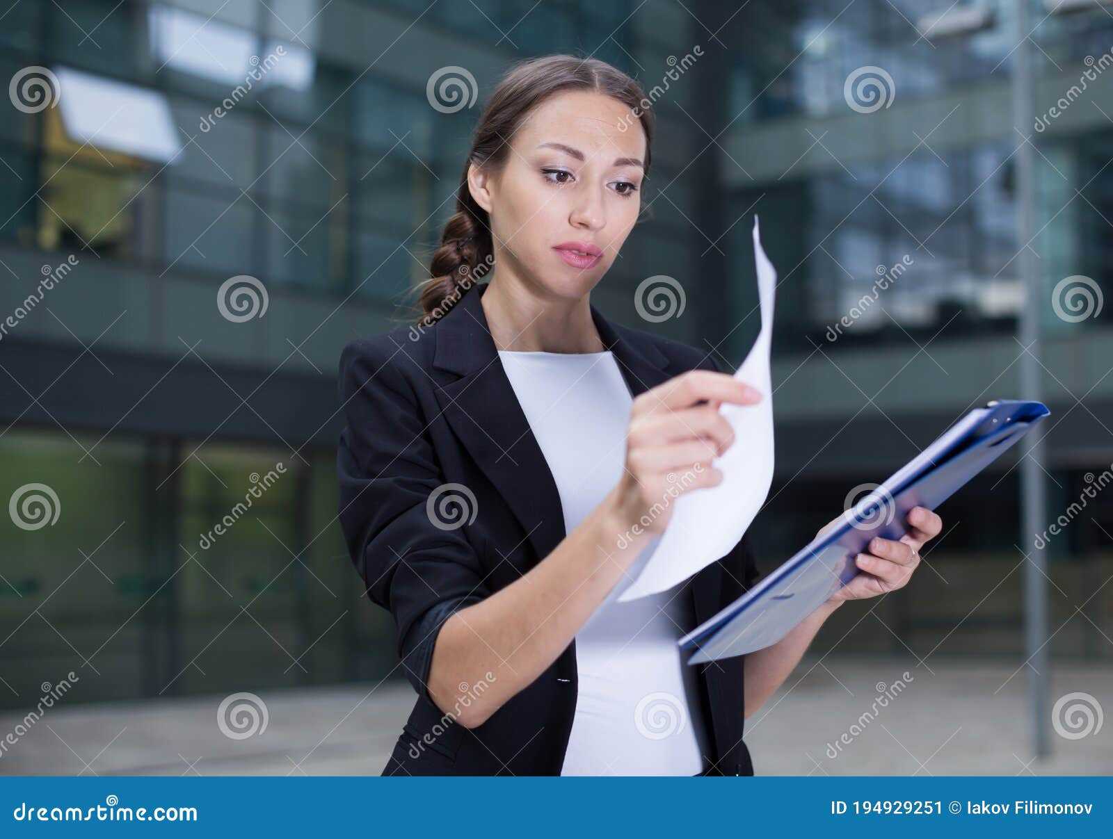 Female Creative Director is Examining Documents Stock Image - Image of ...