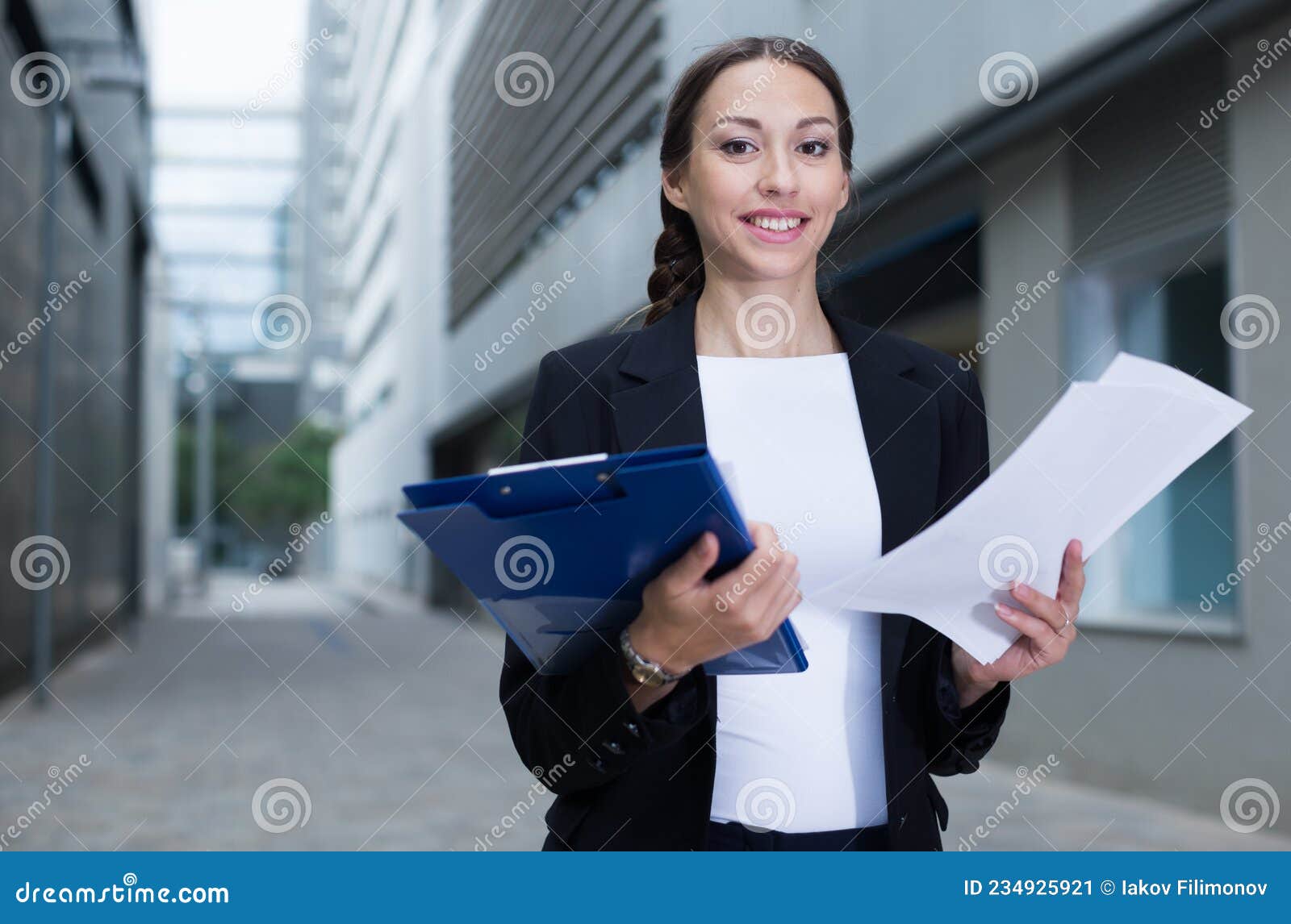 Female Creative Director is Examining Documents Stock Image - Image of ...