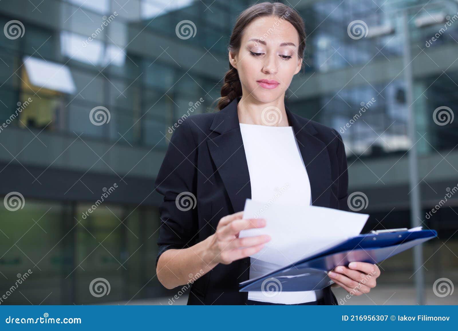 Female Creative Director is Examining Documents Stock Image - Image of ...