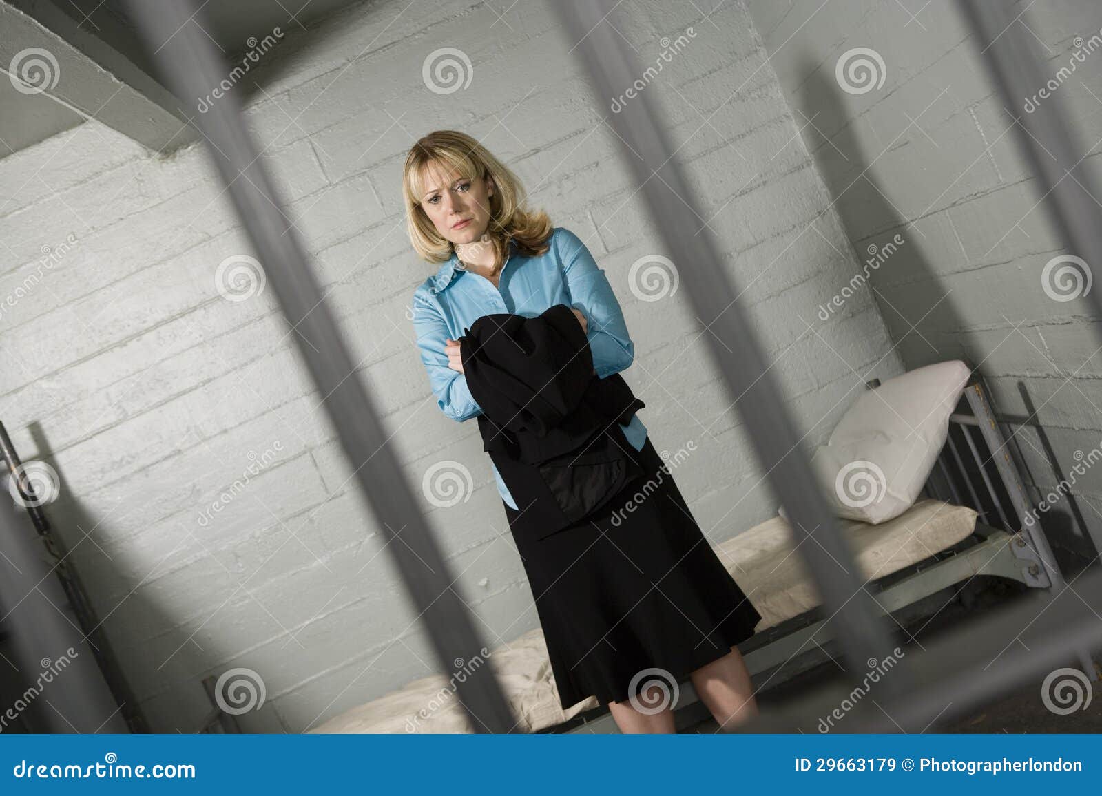 Female Criminal Behind Bars Stock Image - Image of locked, captive ...