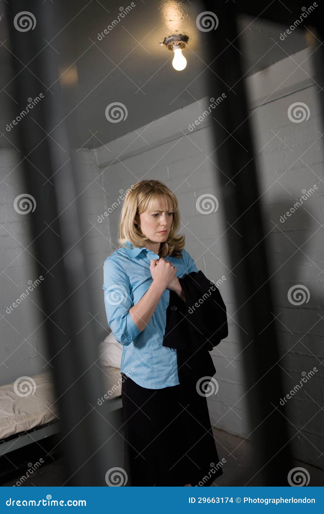 Female Criminal Locked in Prison Stock Photo - Image of outlaw, crime ...
