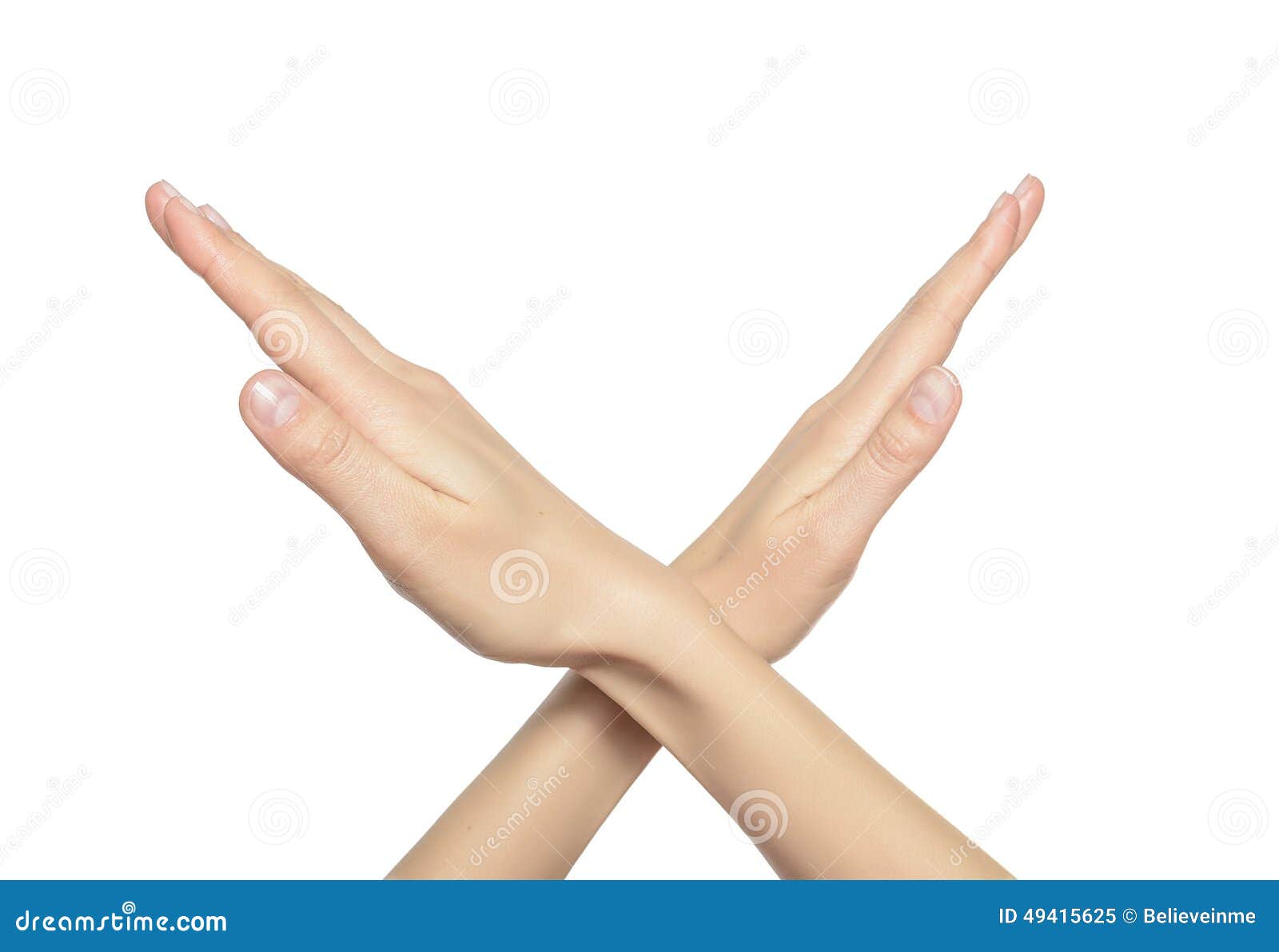 Female Crossing Hands Forming an X Stock Image - Image of fingers ...