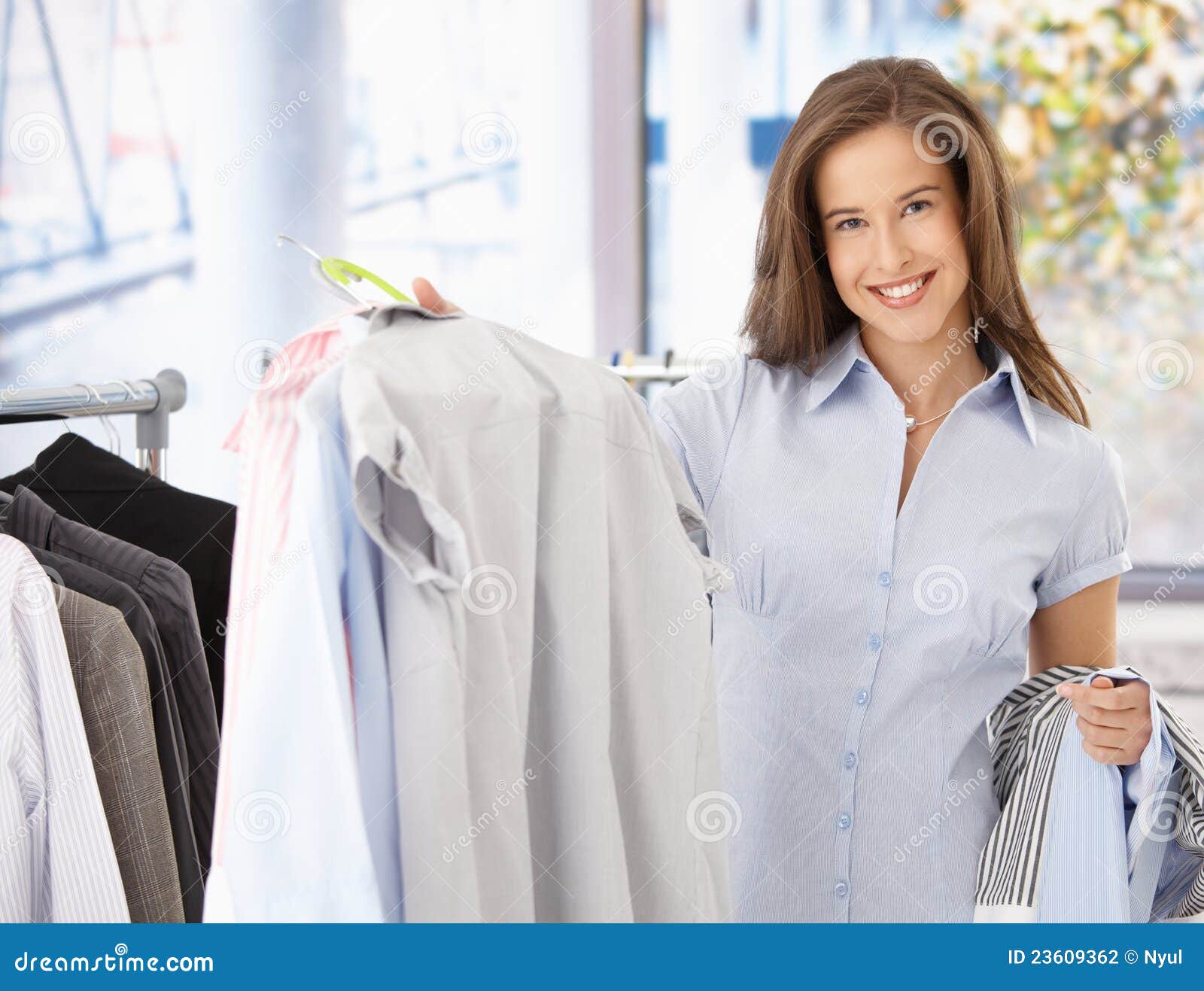 Female Customer in Clothes Shop Stock Photo - Image of casual, camera ...