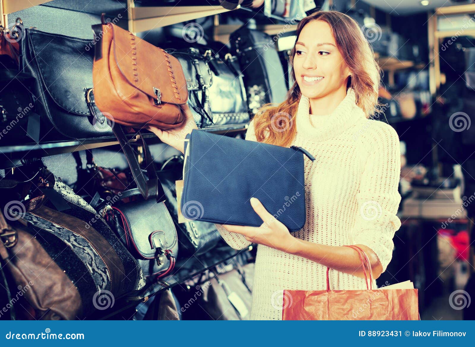 Female Customer Purchasing New Hand Bag Stock Image - Image of buyer ...