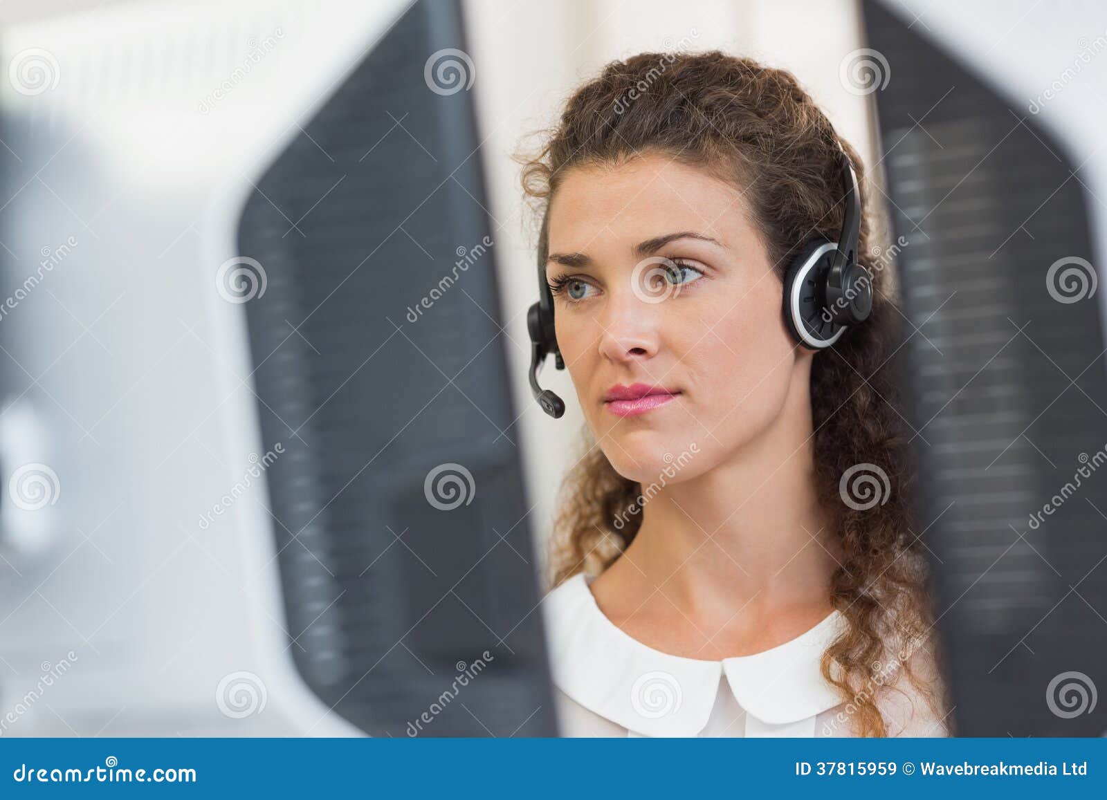 Female Customer Service Agent Stock Image - Image of sitting ...