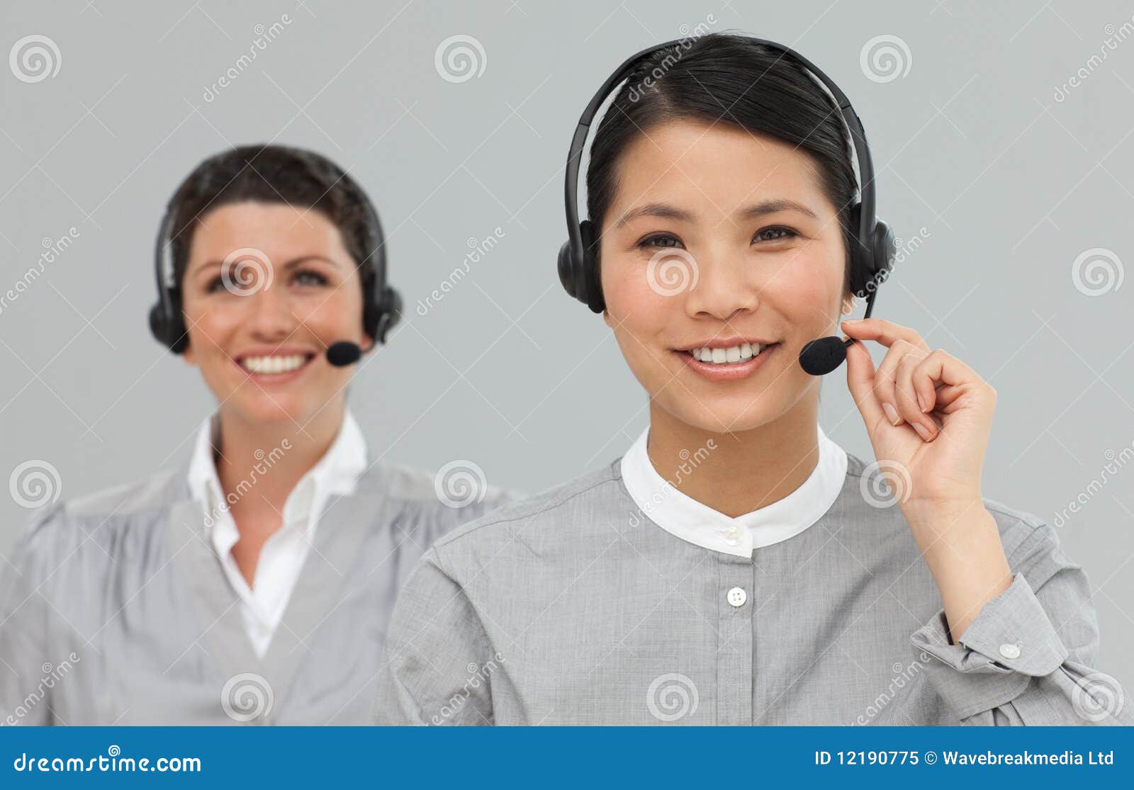 Female Customer Service Agents with Headset on Stock Image - Image of ...
