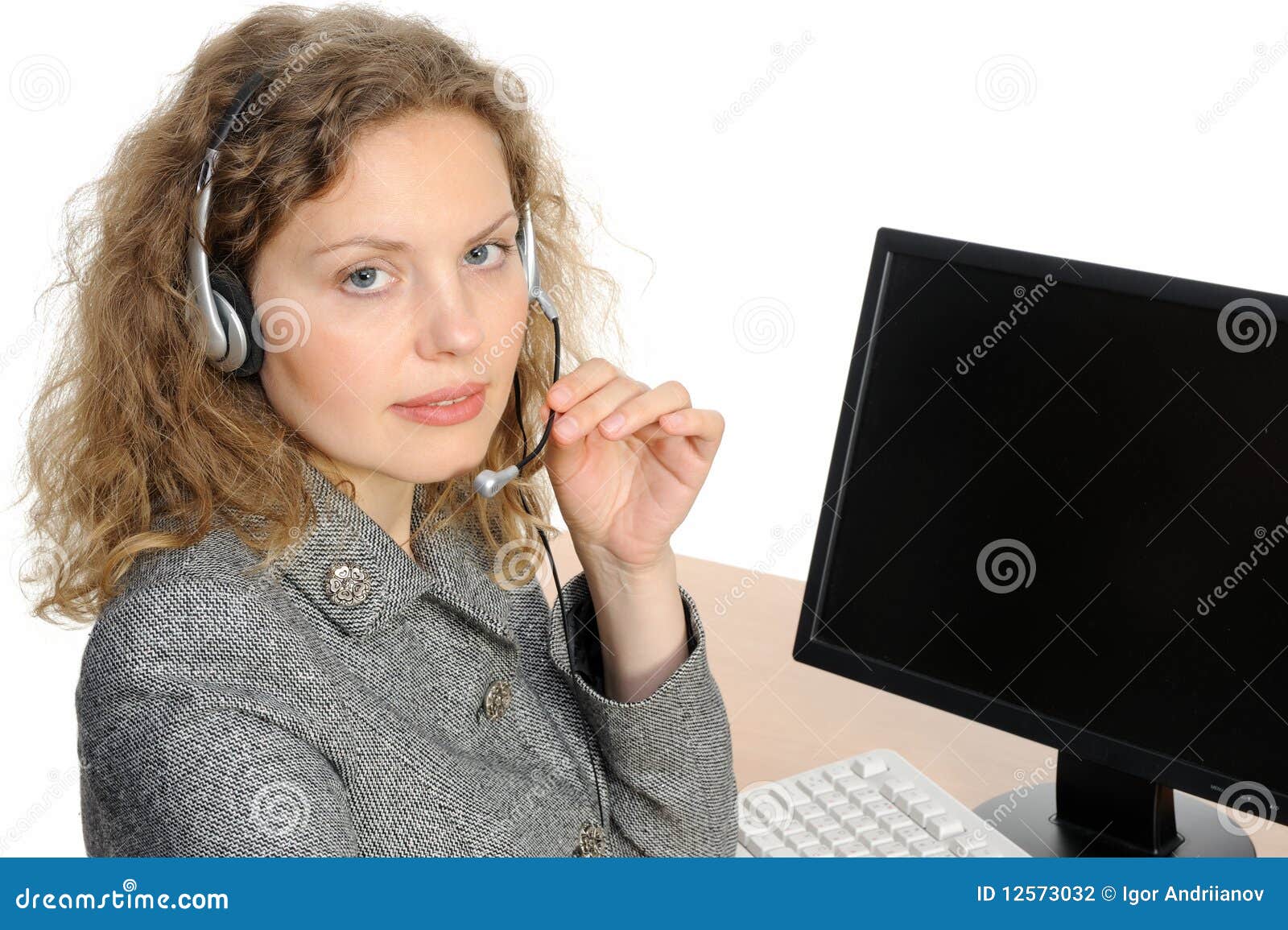 Female Customer Service Represent with a Computer. Stock Photo - Image ...