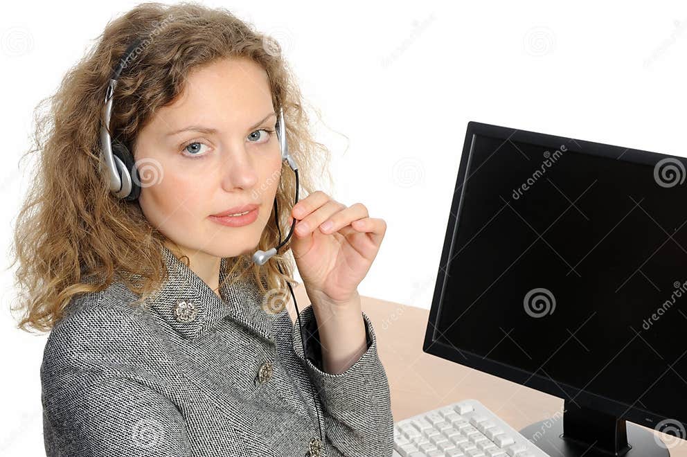 Female Customer Service Represent with a Computer. Stock Photo - Image ...