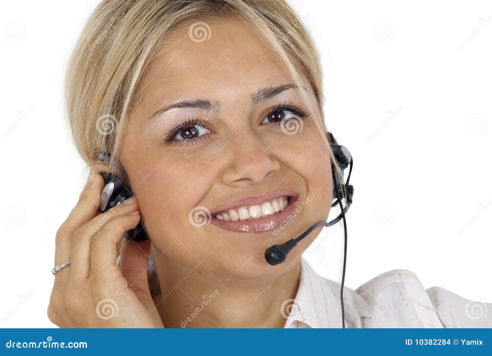 Female Customer Service Representative Smiling Stock Photo - Image of ...