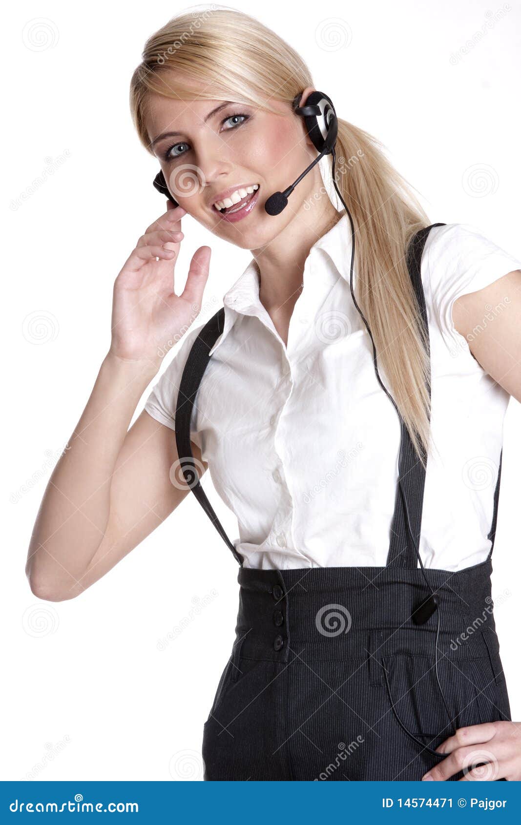 Female Customer Service Representative Smiling Stock Image - Image of ...