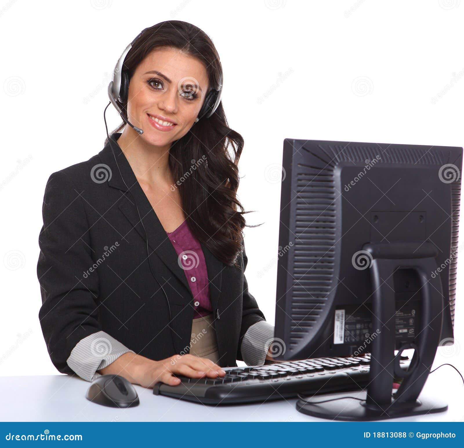 Female Customer Service Representative Smiling Stock Photo - Image of ...