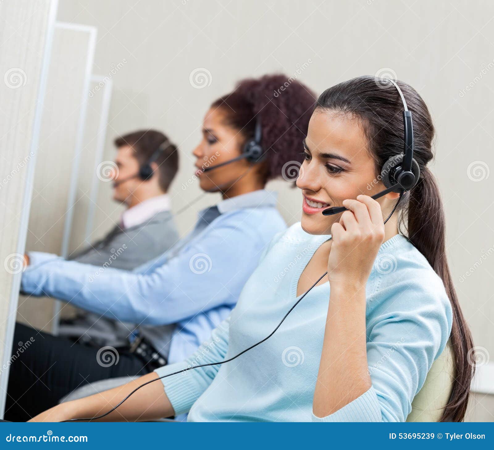 Female Customer Service Representative Talking on Stock Image - Image ...
