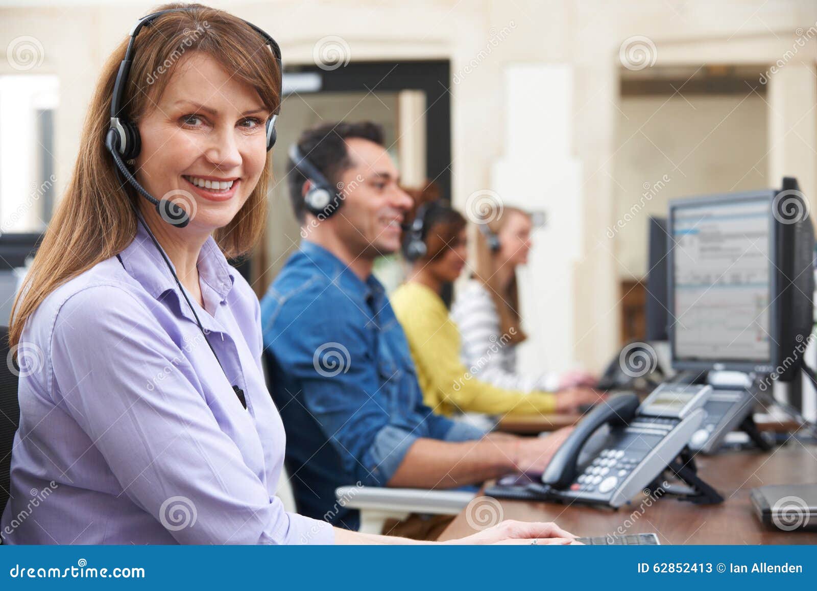 Female Customer Services Agent in Call Centre Stock Image - Image of ...