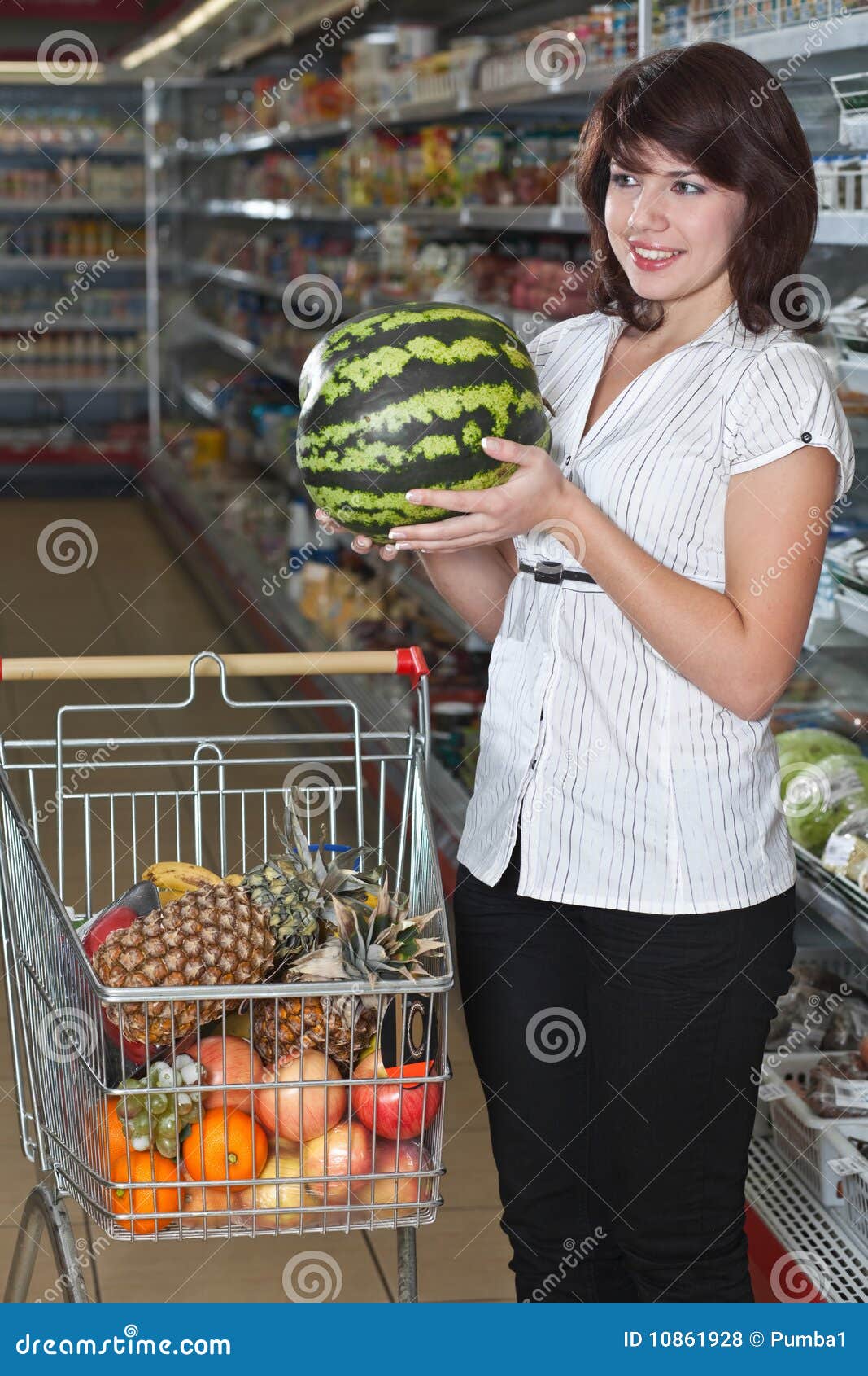 Female Customer in a Supermarket Stock Photo - Image of market, fruit ...