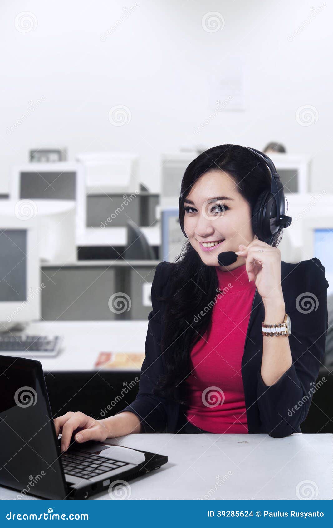 Female Customer Support at Office Stock Photo - Image of girl, laptop ...