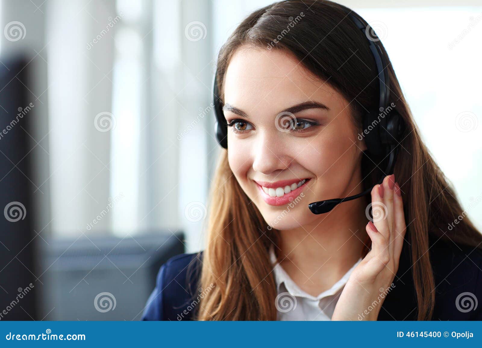 Female Customer Support Operator with Headset Stock Photo - Image of ...