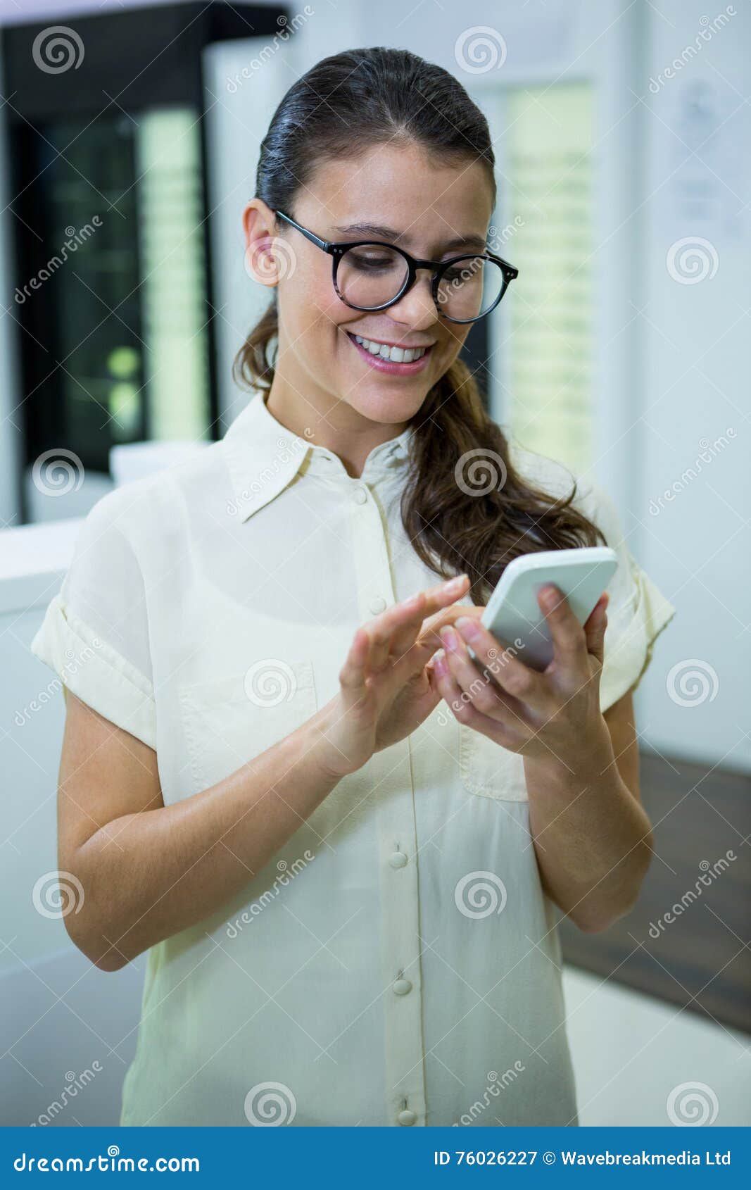 Female Customer Using Mobile Phone Stock Image - Image of cellphone ...