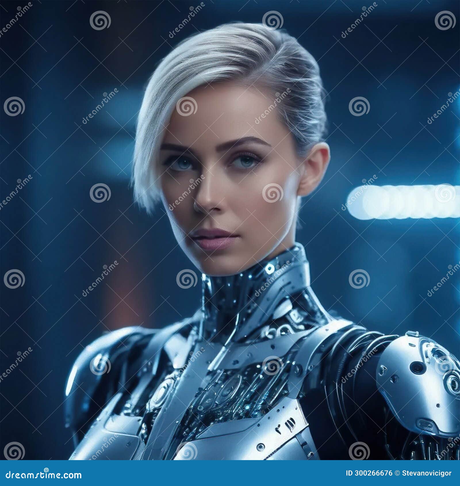 Female Cyber Robot, Portrait AI Stock Illustration - Illustration of ...