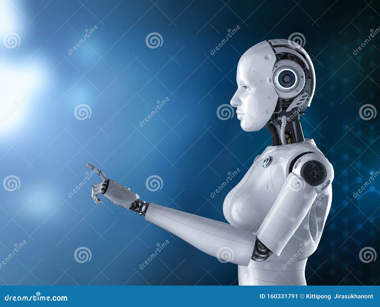 Female Cyborg or Robot Finger Point Stock Illustration - Illustration ...