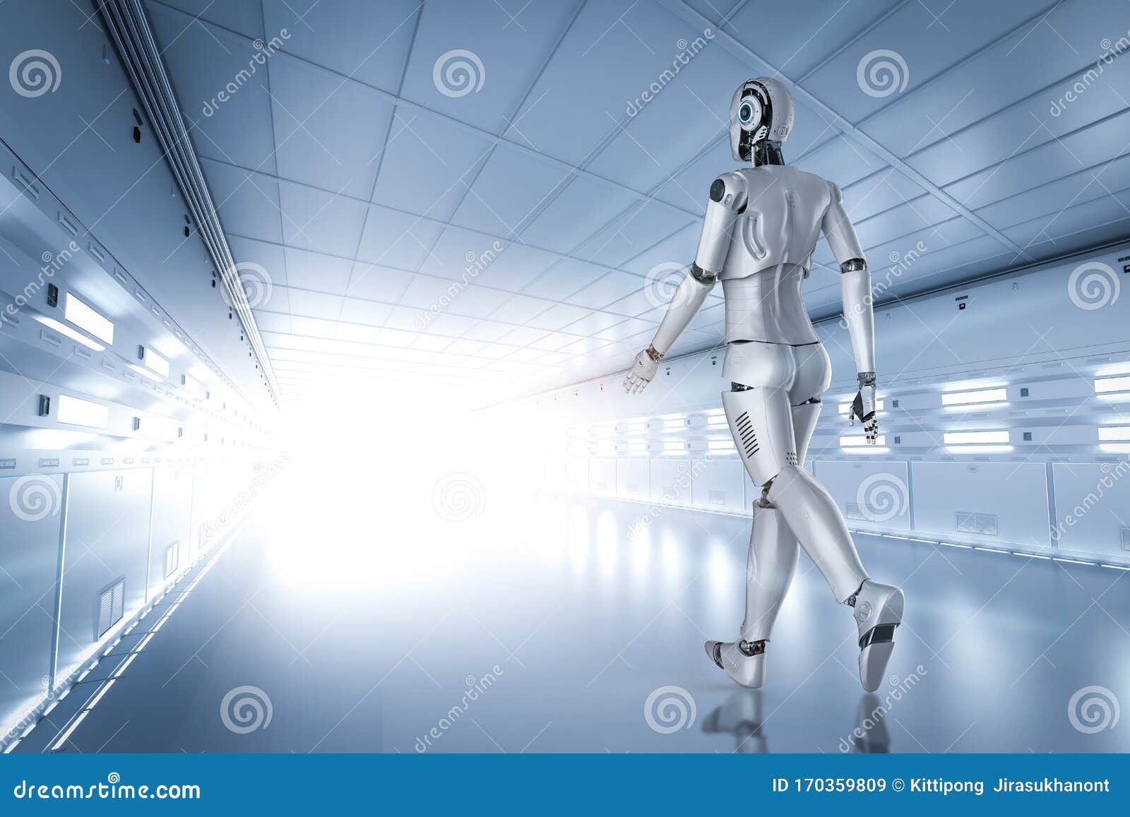 Female Cyborg or Robot Walk Stock Illustration - Illustration of girl ...