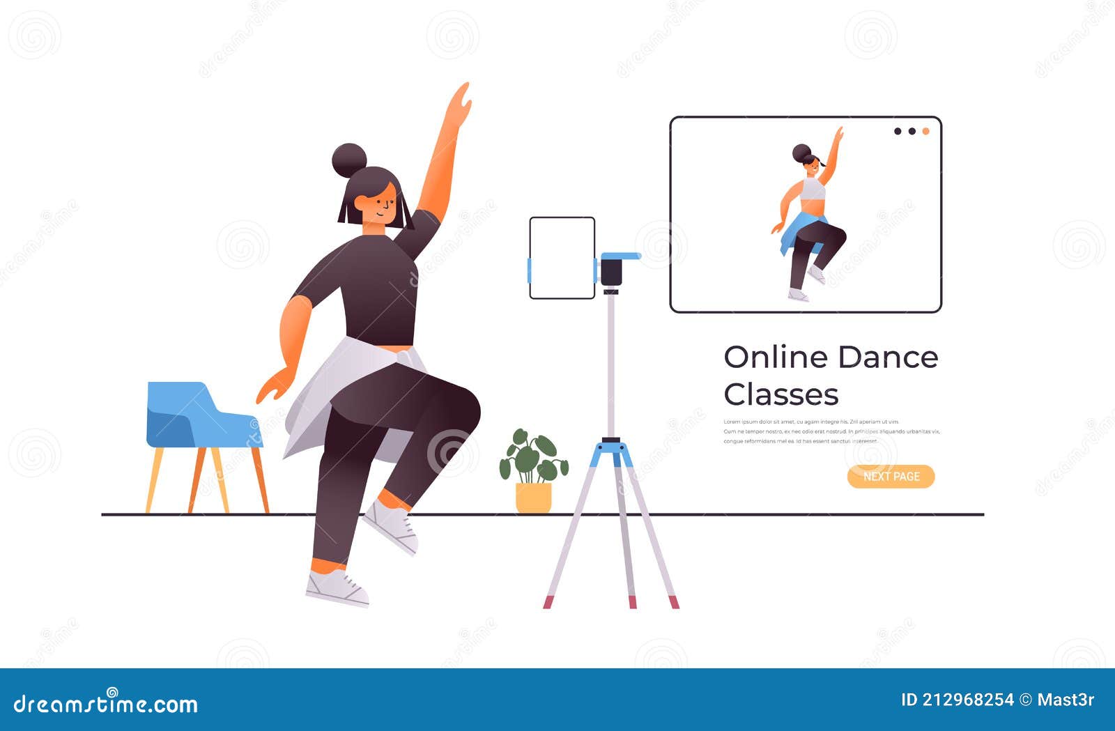 Dance Teacher Concept Set. Choreographer In A Dance Studio. Dancing ...