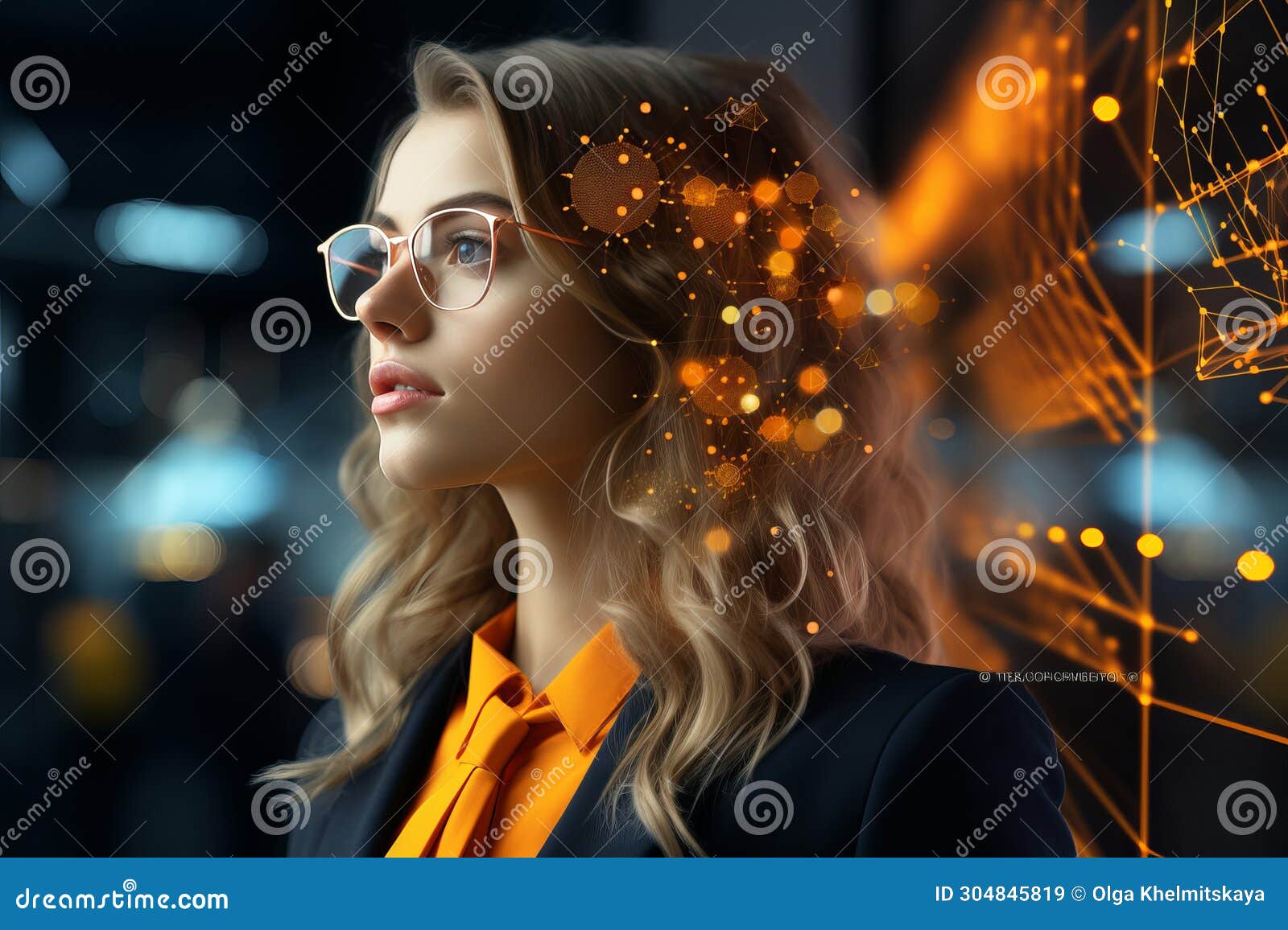 Female Data Analyst. Visualizing Big Data Network with Artificial Ai ... Female Data Analyst. Visualizing Big Data Network with Artificial Ai ...